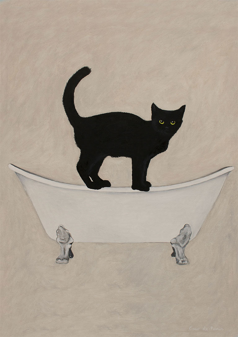 Schwarze Katze auf Badewanne Coco de Paris Kunstposter für Heimdekoration – ARTSY FARTSY®