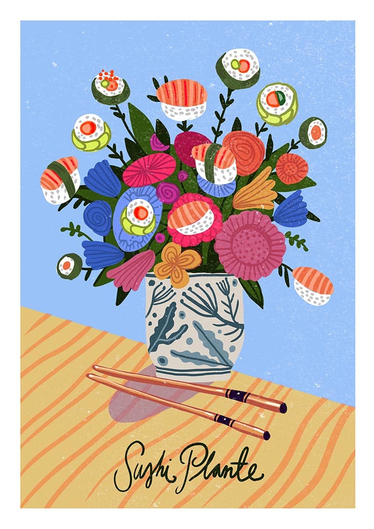Sushi Plante Nina Broen Poster Features Artistic Floral Sushi Design ...
